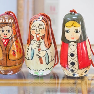 Wooden Matryoshka Christmas Ornament Set of 5 Vintage Russian Christmas ...