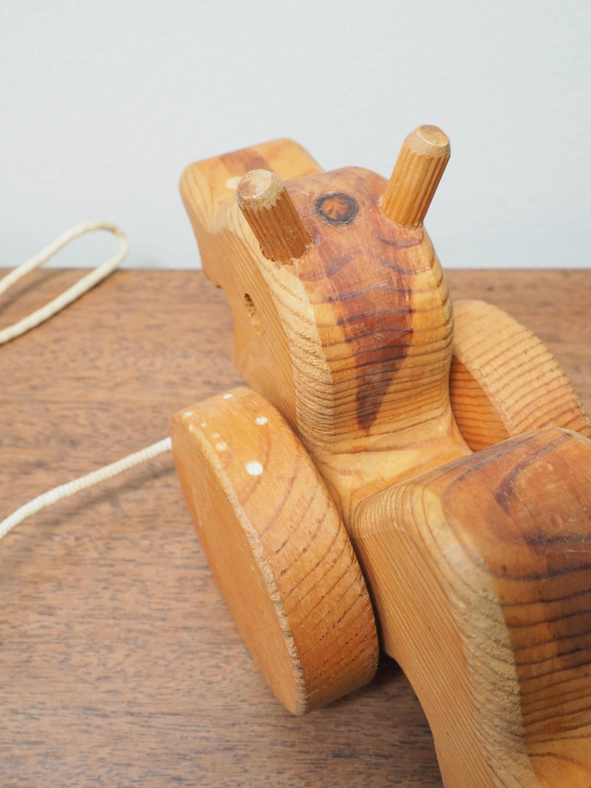 Vtg Wood Wobble Worm Pull Toy - Vintage Wiggly Worm - Wooden ...
