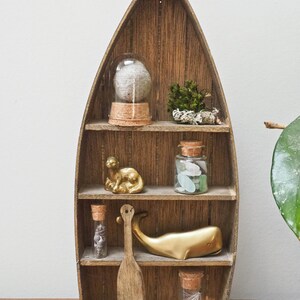 Vtg Wooden Miniature Boat Shaped Shelf Boat Shelf Display Shelf Wood ...