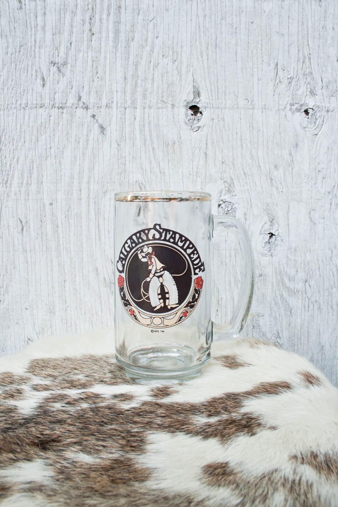 70s Calgary Stampede Glass Beer Mug - Calgary Stampede Souvenir - 1975 ...