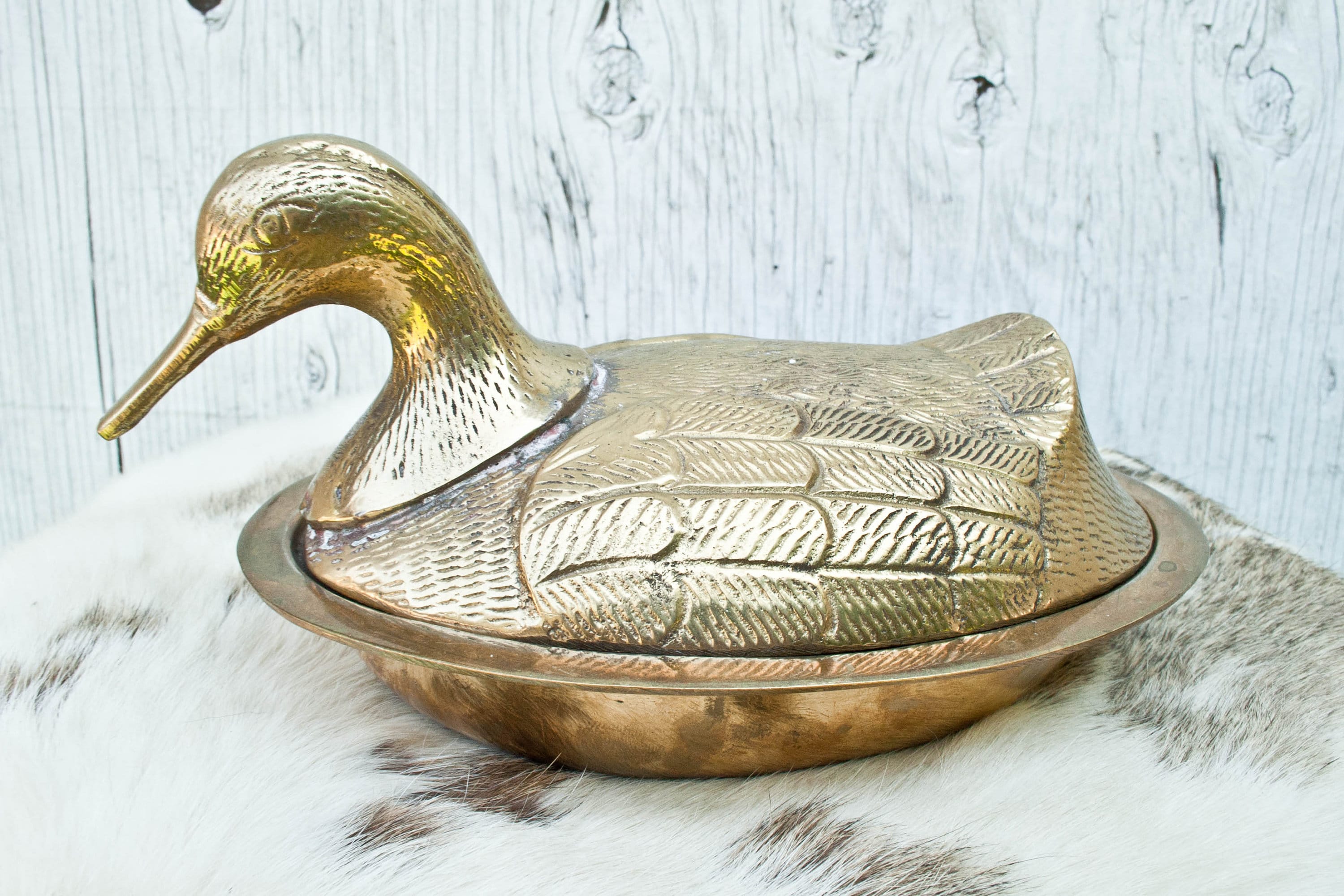 Brass Duck Container Dish Catchall Jewelry Dish 70s - Etsy