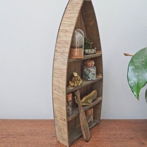 Vtg Wooden Miniature Boat Shaped Shelf Boat Shelf Display Shelf Wood ...