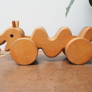 Vtg Wood Wobble Worm Pull Toy - Vintage Wiggly Worm - Wooden ...