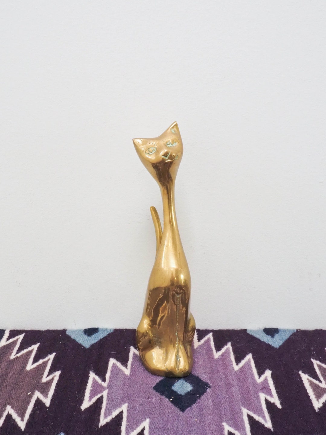 Tall Brass Cat Figurine Long Neck Brass Cat 9.5 Inches Vintage Home ...