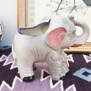 Ceramic Shafford Elephant Planter - Vintage Animal Plant Holder - 70s ...