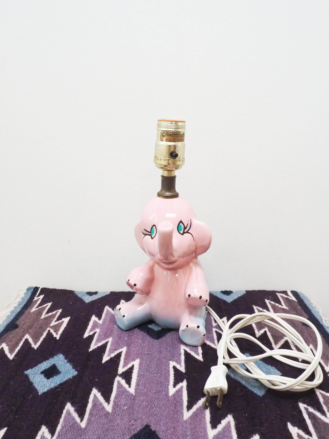 Pink Elephant Lamp - Baby Elephant Table Light - No Shade - New Baby ...