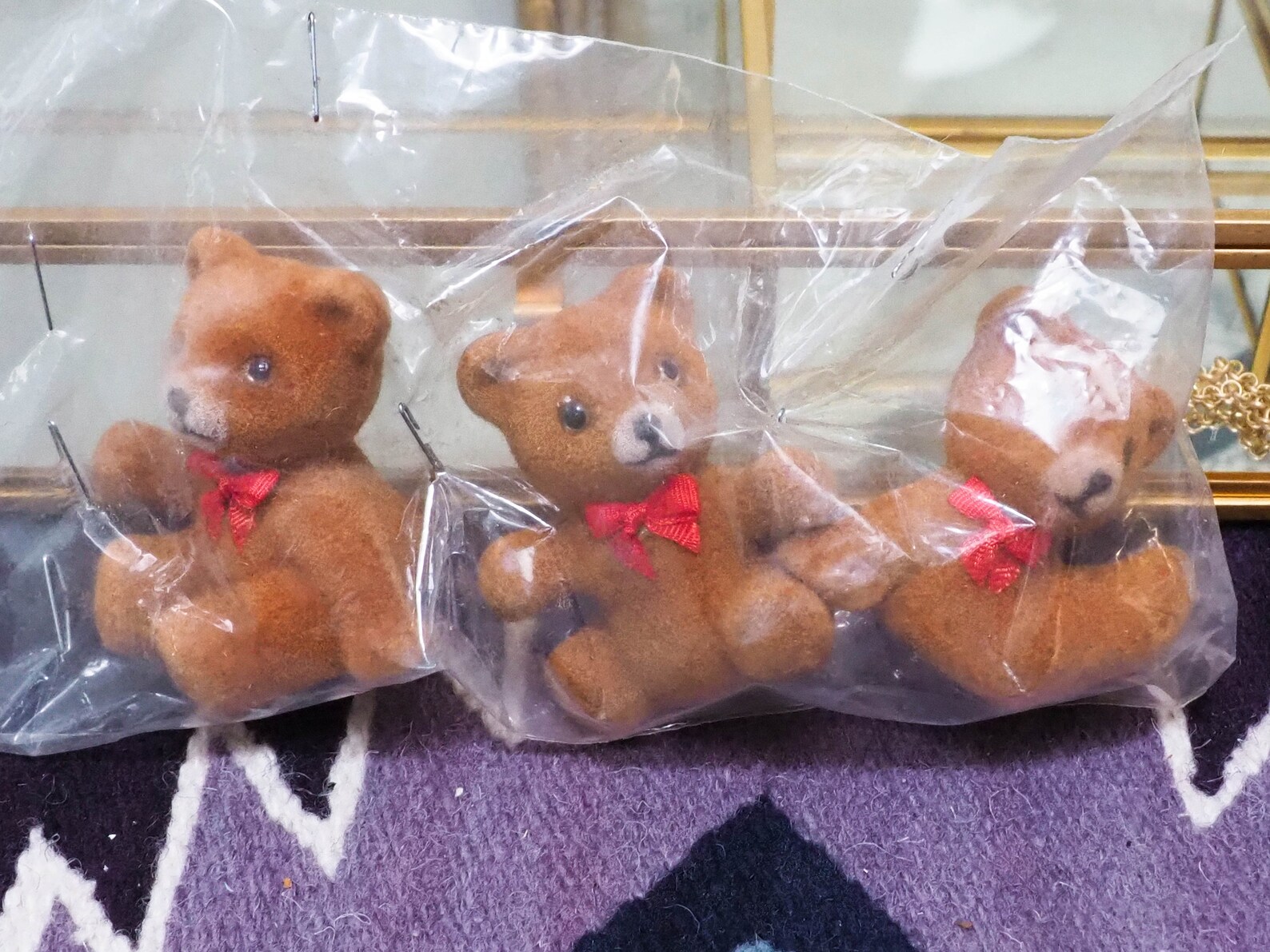 Flocked Teddy Bear Figurines Set of 3 Vintage Cute Bear - Etsy