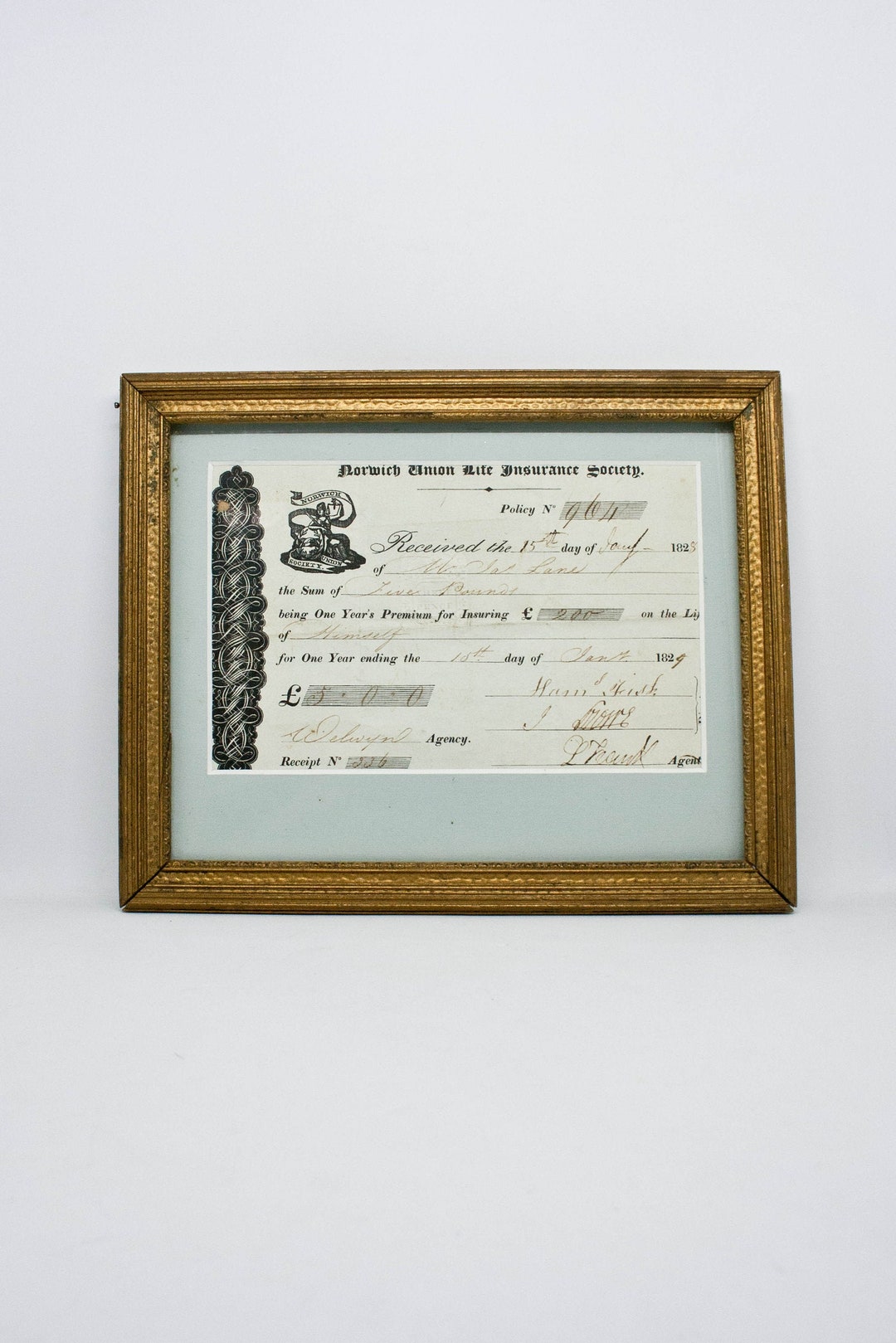 1828 Norwich Union Life Insurance Society Policy 200 Year Old ...