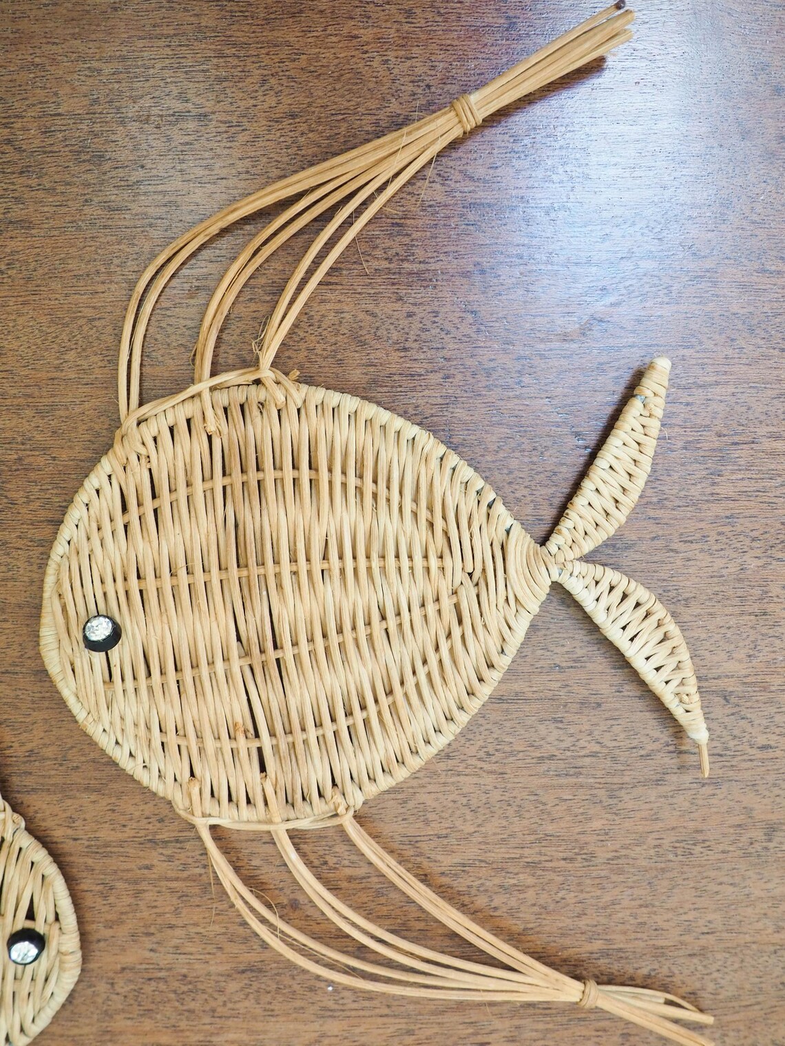 Vtg Flat Wicker Fish Wall Decor Set of 3 - Rattan Fish Trio - Wicker ...