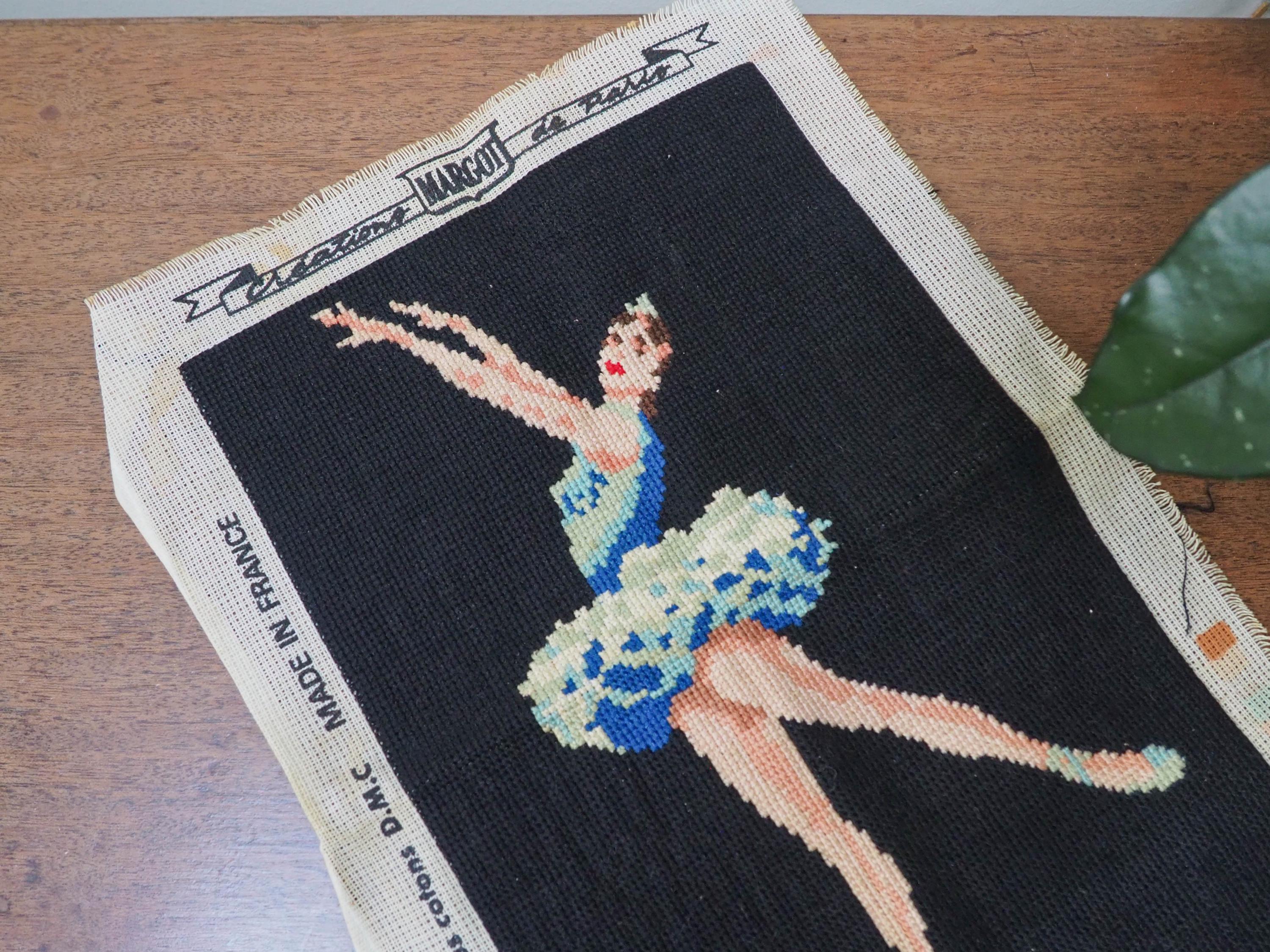 Vtg Finished Ballerina Needlepoint - Vintage Unframed Margot Ballet ...