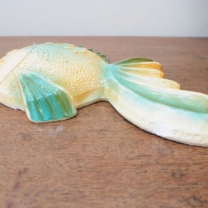 Green Tinted Blue Chalkware Fish - Vintage Chalkware Fish Wall Decor ...