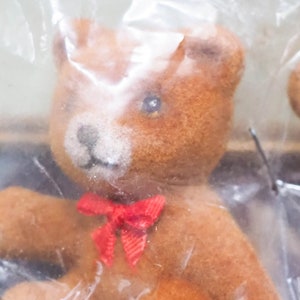 Flocked Teddy Bear Figurines - Set of 3 - Vintage Cute Bear With Bows ...