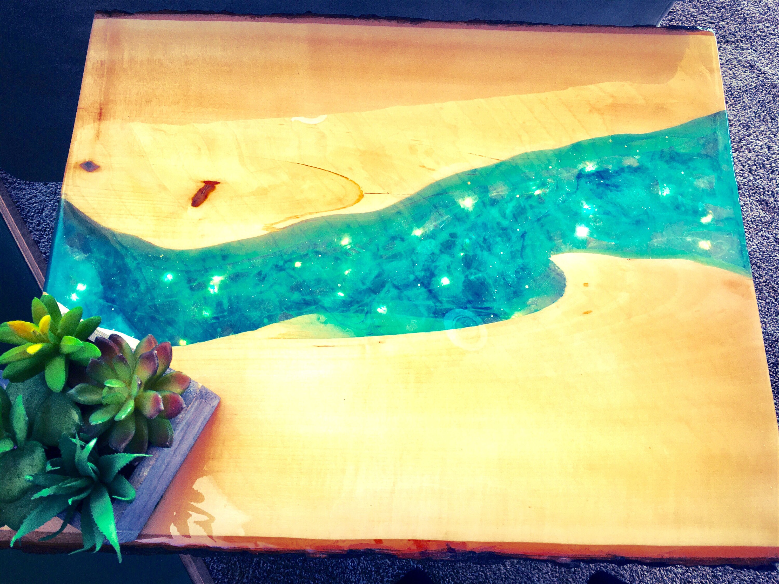 Pictured Table is SOLD - Resin River End Table With LED Lighting - Glow ...