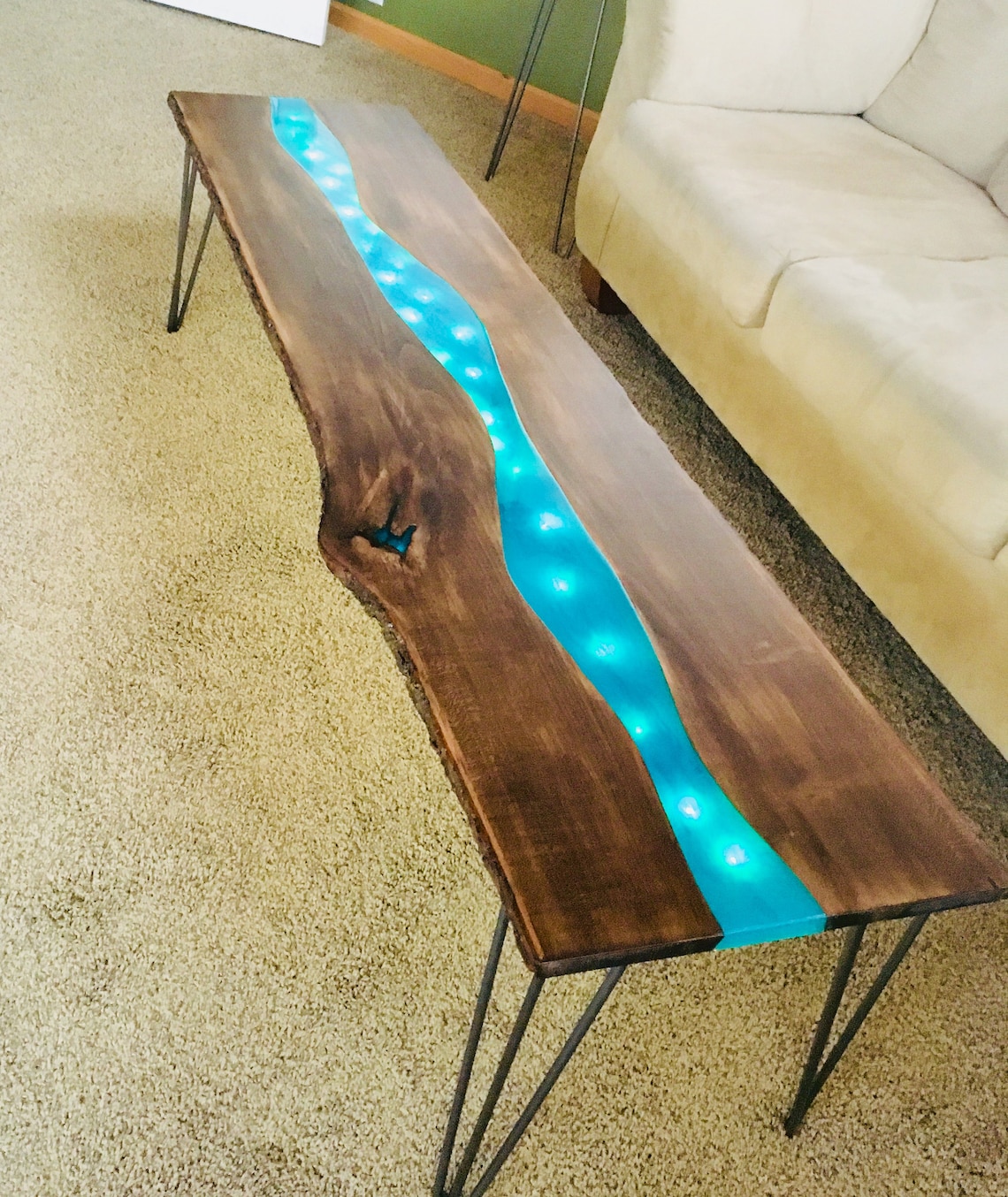Pictured Table is Sold Resin River Coffee Table With LED Lighting Glow ...