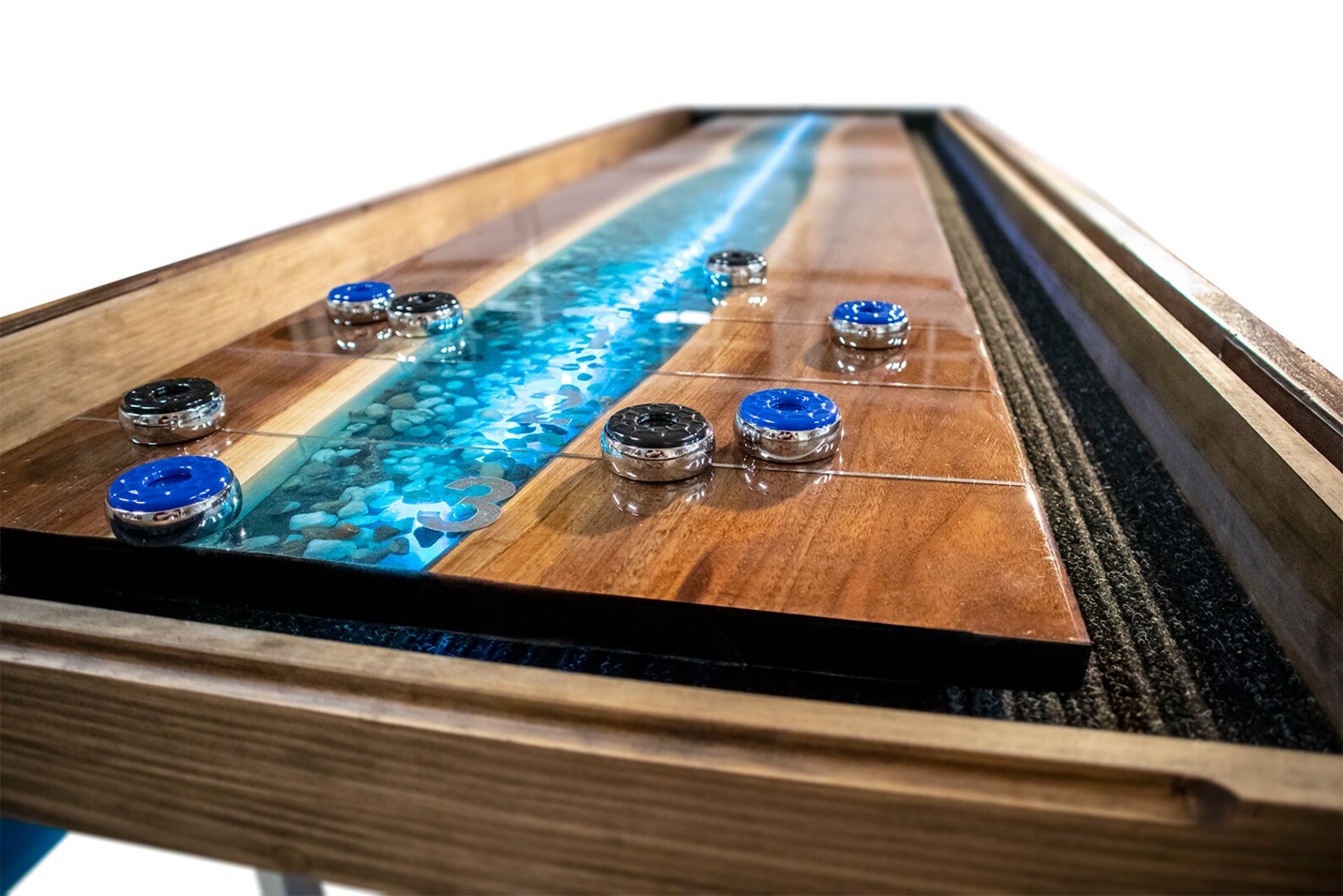 Shuffleboard River Table Live Edge LED Lit Pictured - Etsy