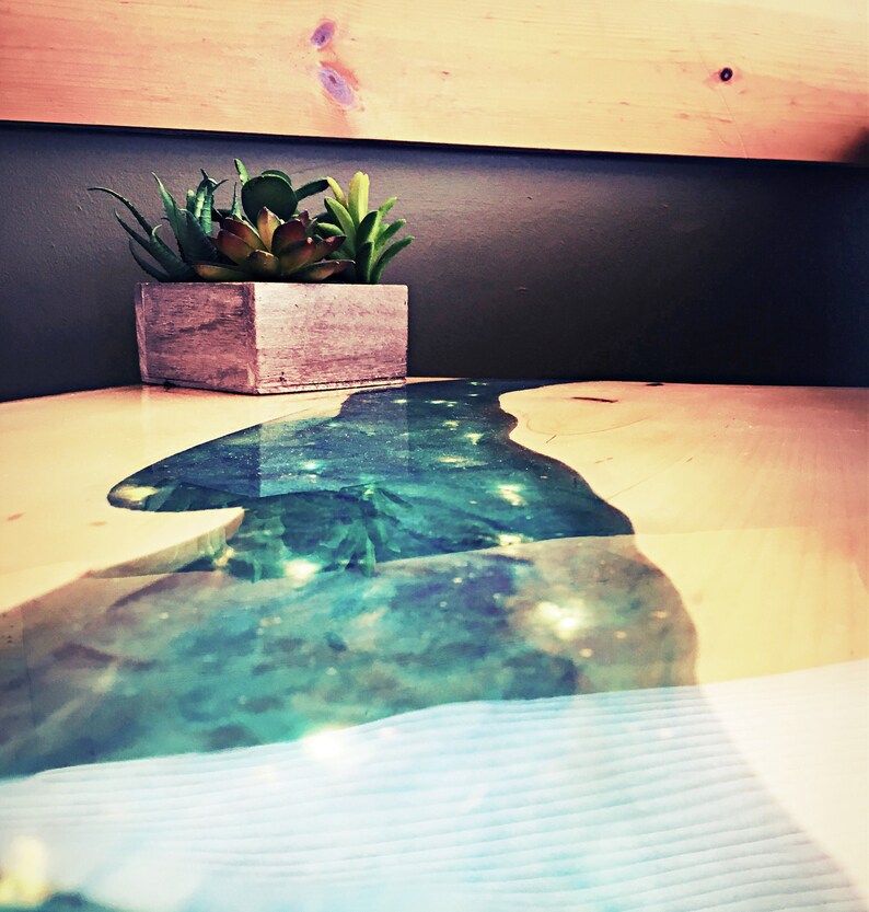 Pictured Table is SOLD - Resin River End Table With LED Lighting - Glow ...