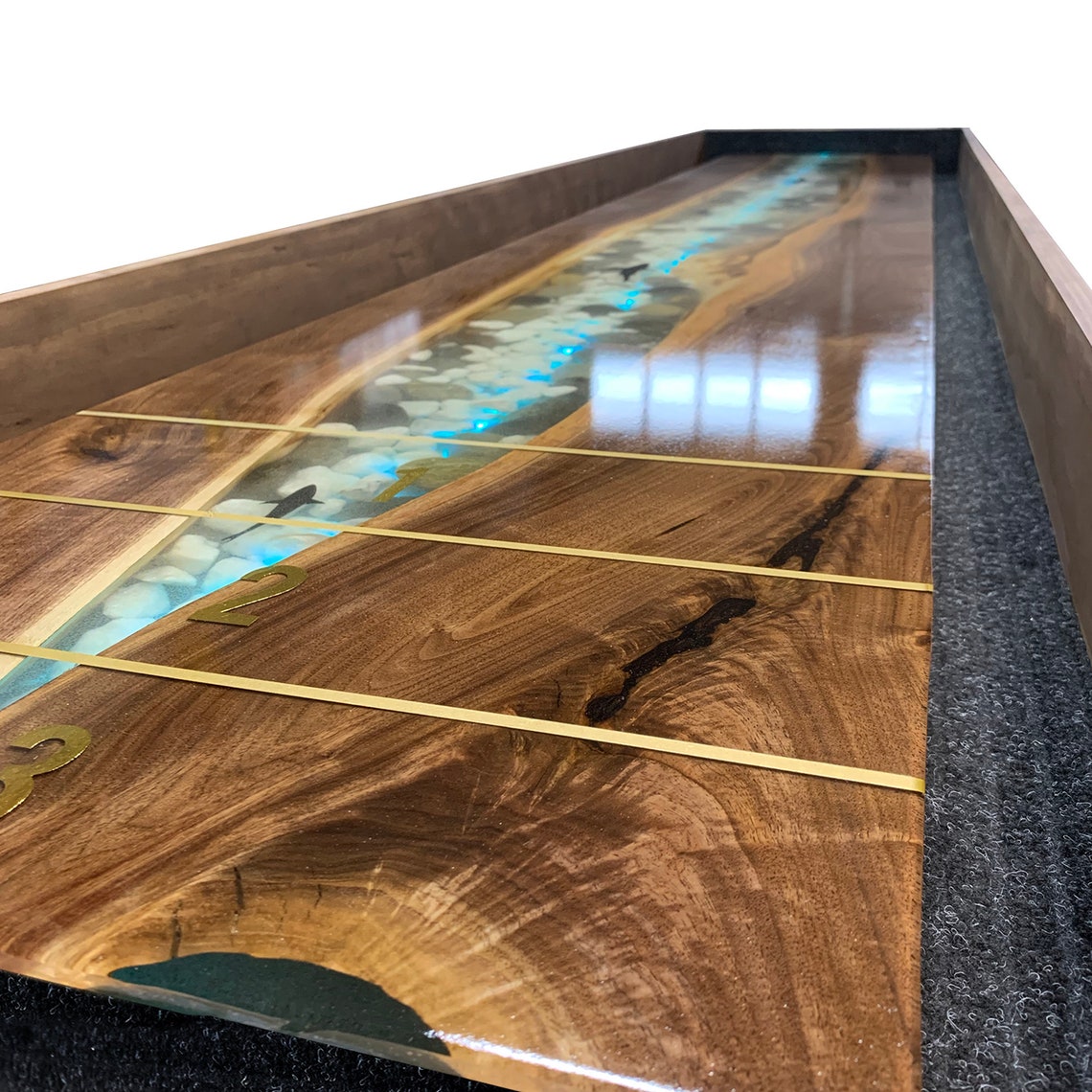Shuffleboard River Table Live Edge LED Lit Pictured - Etsy