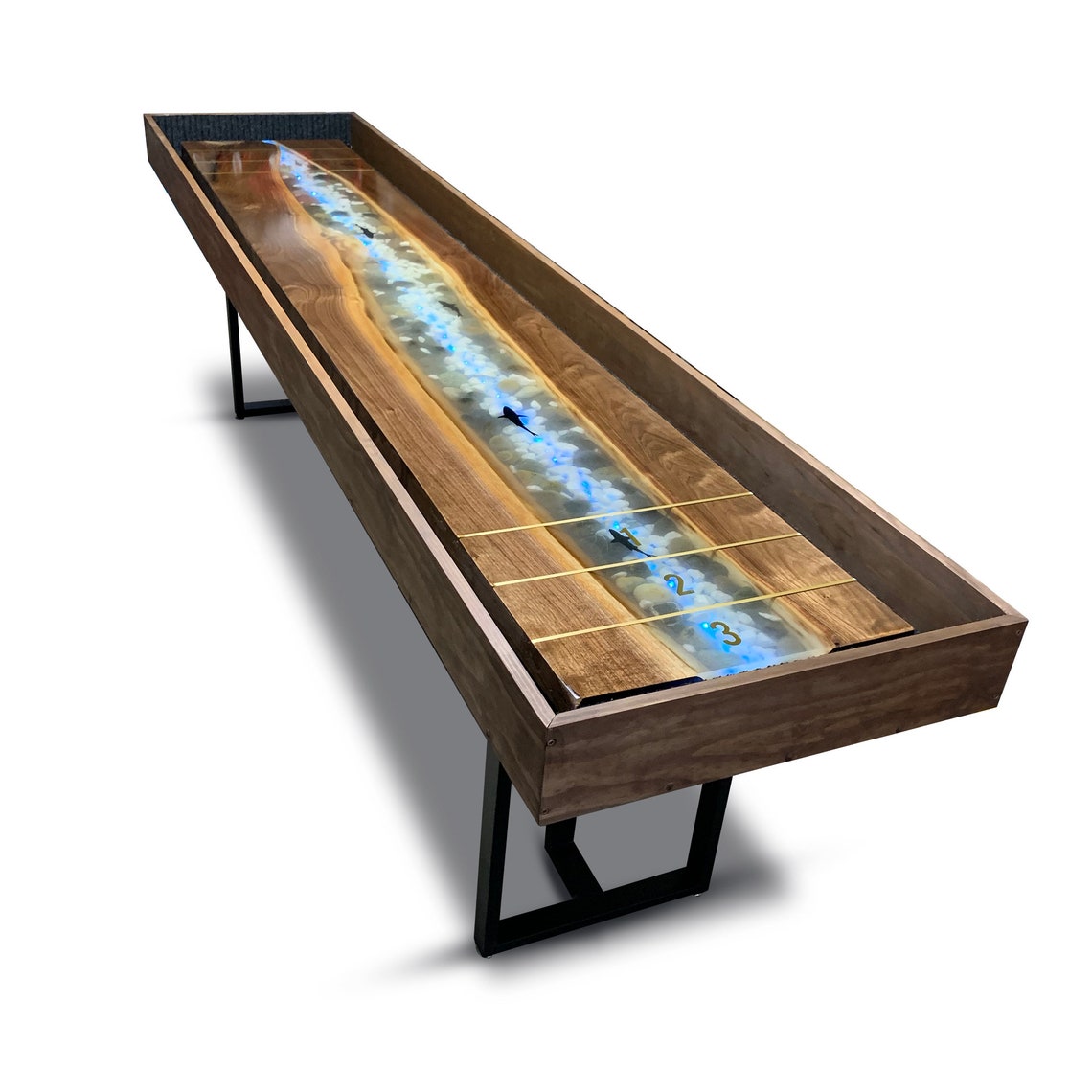 Shuffleboard River Table Live Edge LED Lit Pictured - Etsy