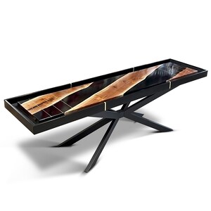 Shuffleboard River Table - Live Edge - LED Lit - Pictured Table Sold ...