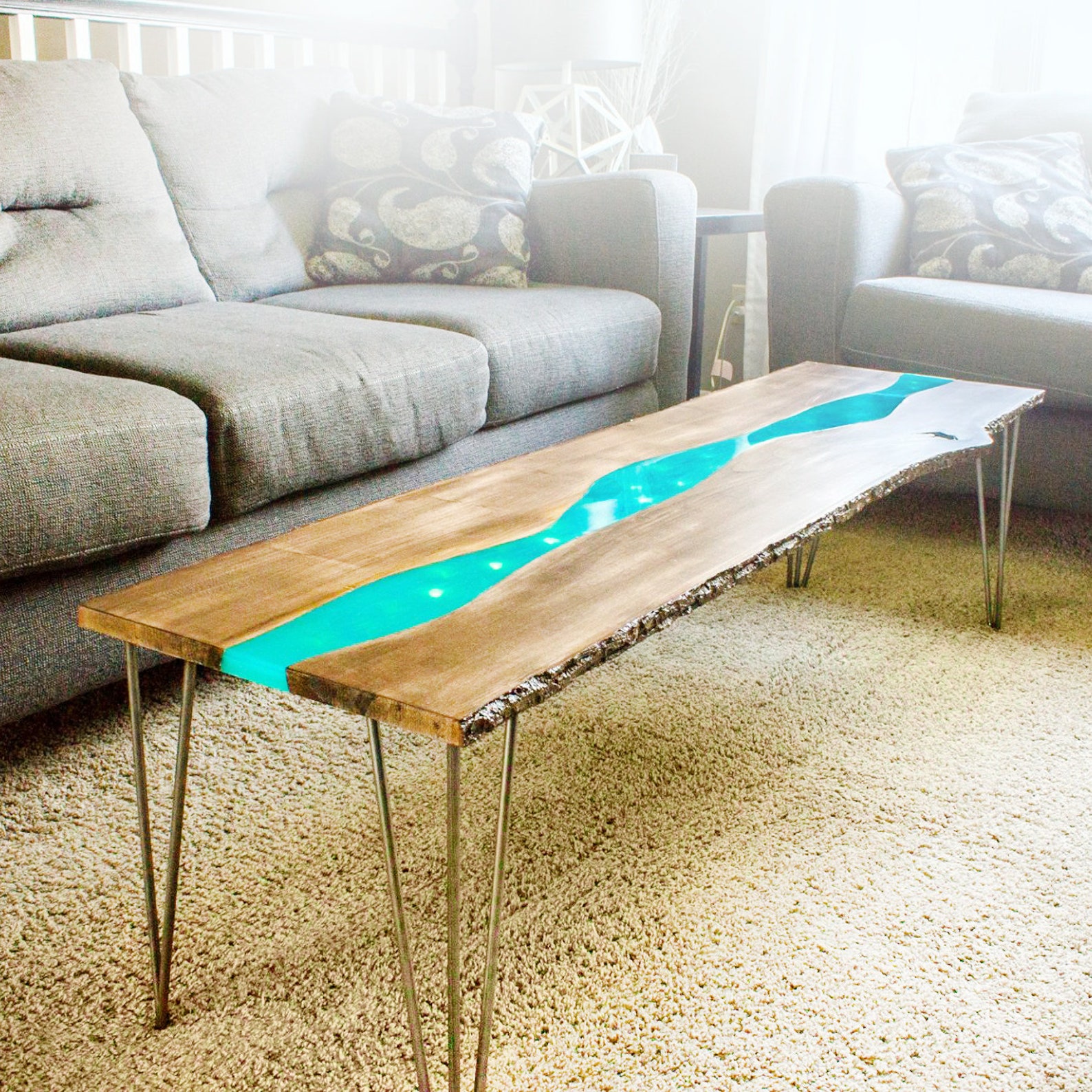 Pictured Table is Sold - Resin River Coffee Table With LED Lighting ...
