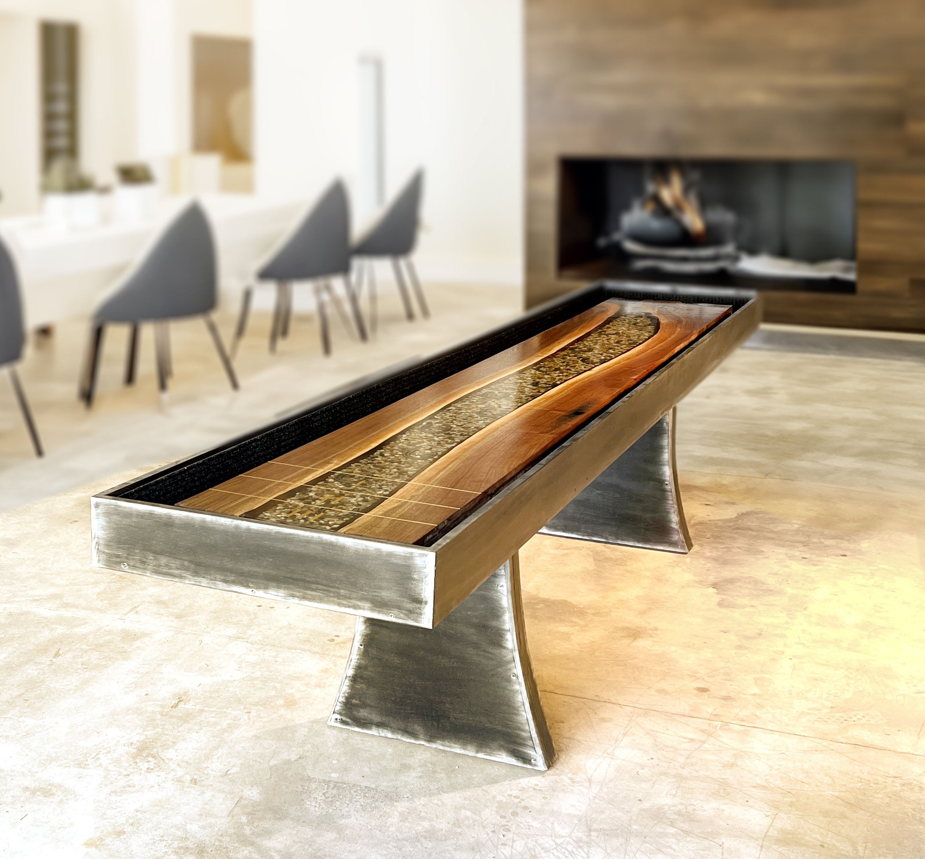 Shuffleboard River Table - Live Edge - LED Lit - Pictured Table Sold ...