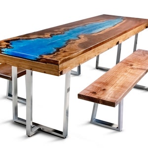 Shuffleboard River Table - Live Edge - LED Lit - Pictured Table Sold ...