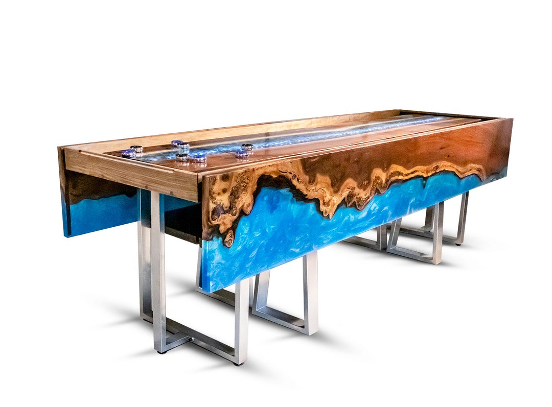 Shuffleboard River Table - Live Edge - LED Lit - Pictured Table Sold ...