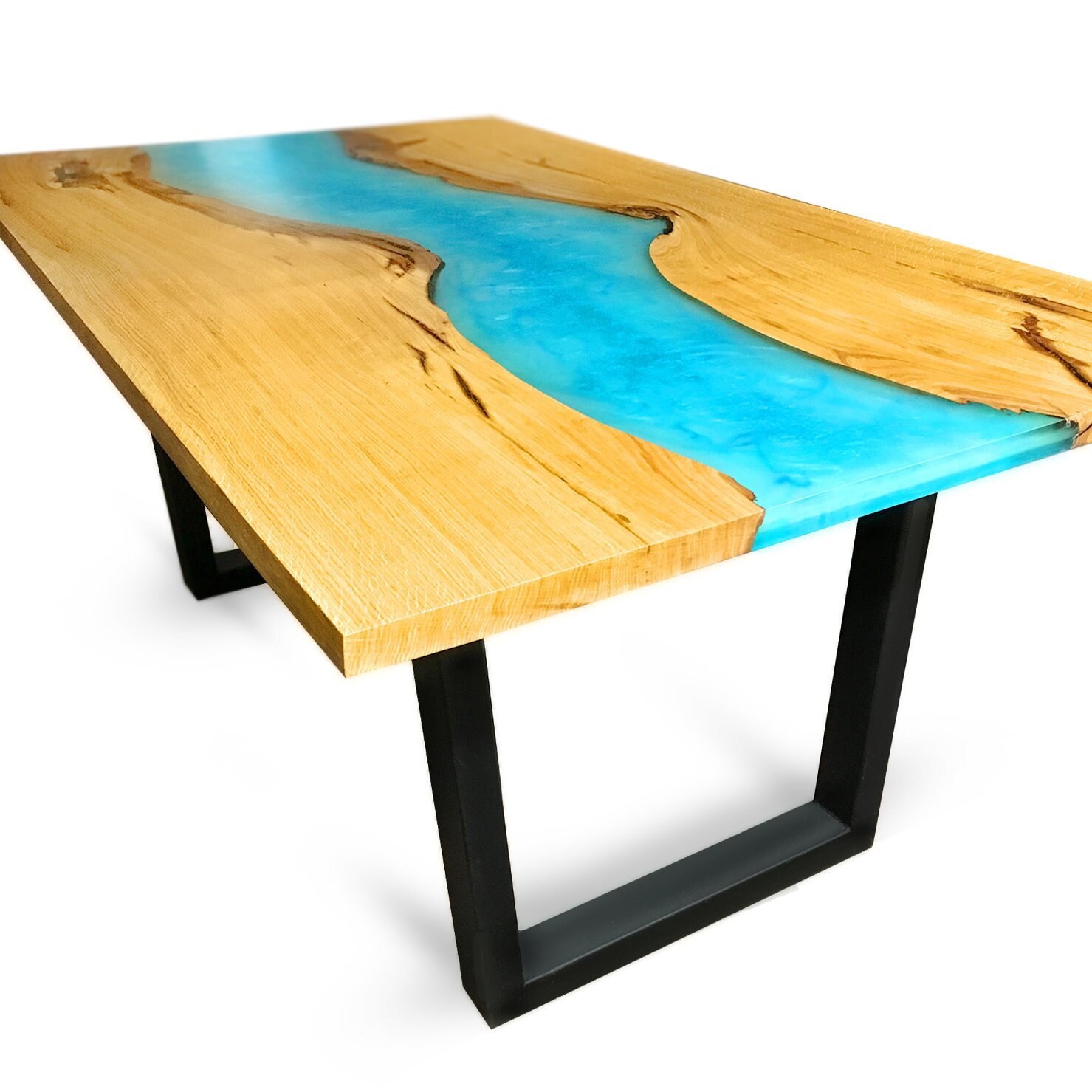 Oak Epoxy Resin River Dining Table - Etsy