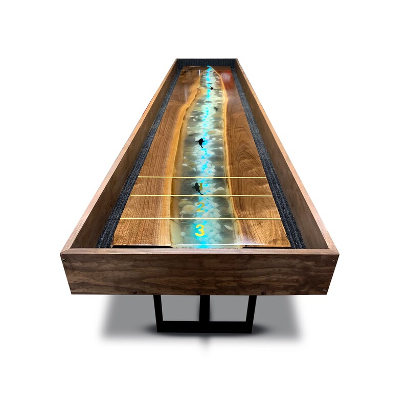 Shuffleboard River Table Live Edge LED Lit Pictured - Etsy