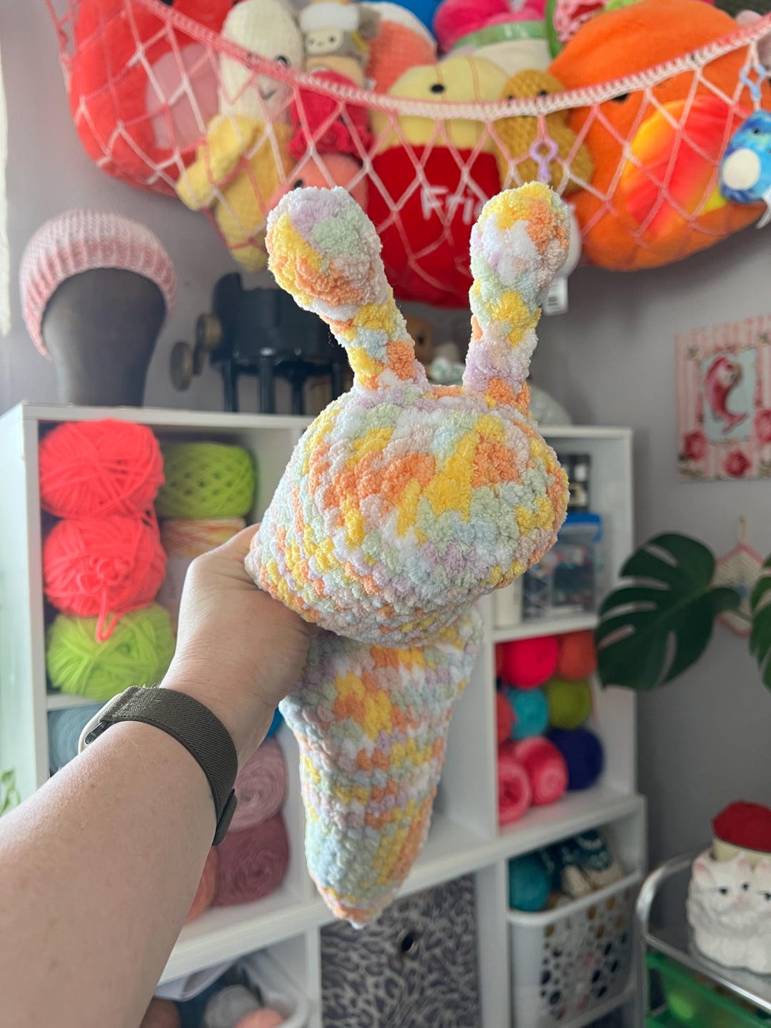 Snuggle Slug Weighted Plushie Pastel Multi Color Comfort Crocheted ...