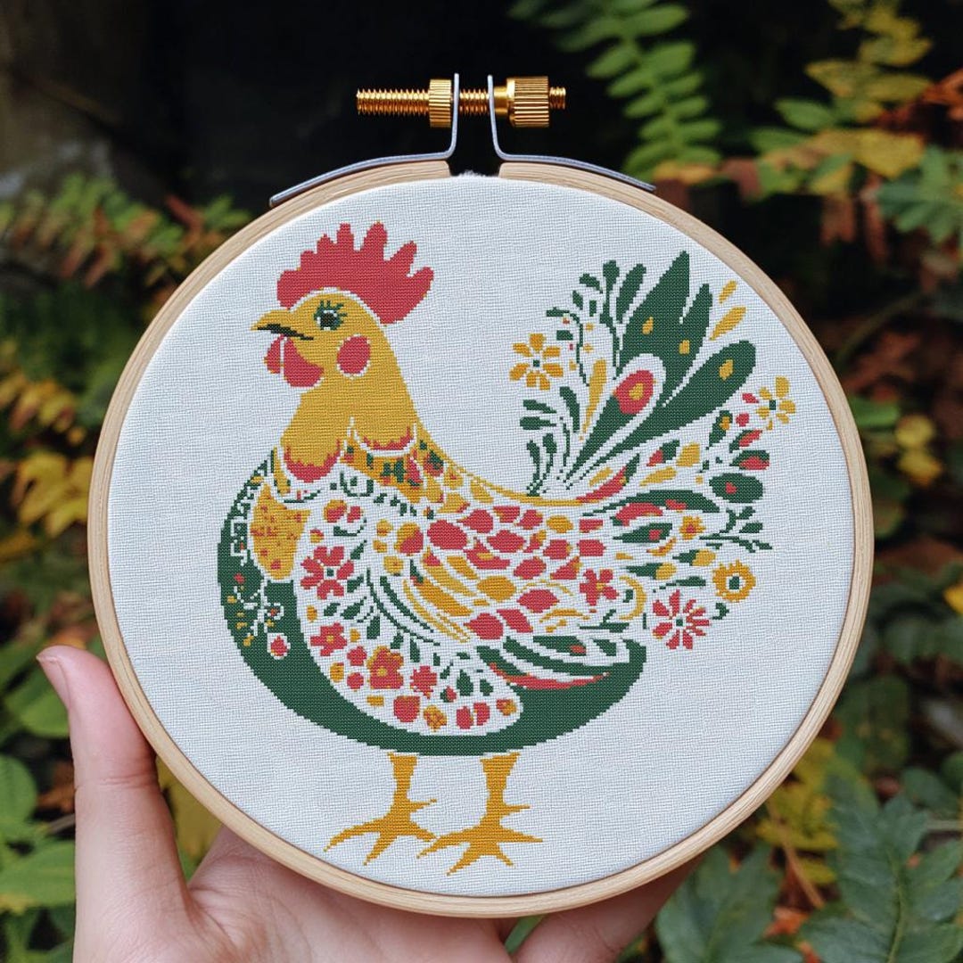 Chicken Cross Stitch Pattern Pdf: Cute Colored Farm Animals Cross ...