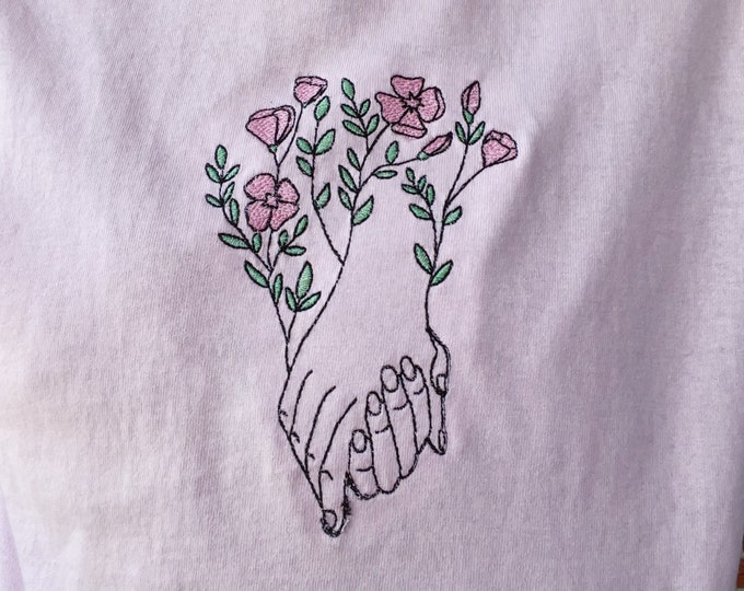 Middle Finger Flower Embroidered Hoodie - Etsy