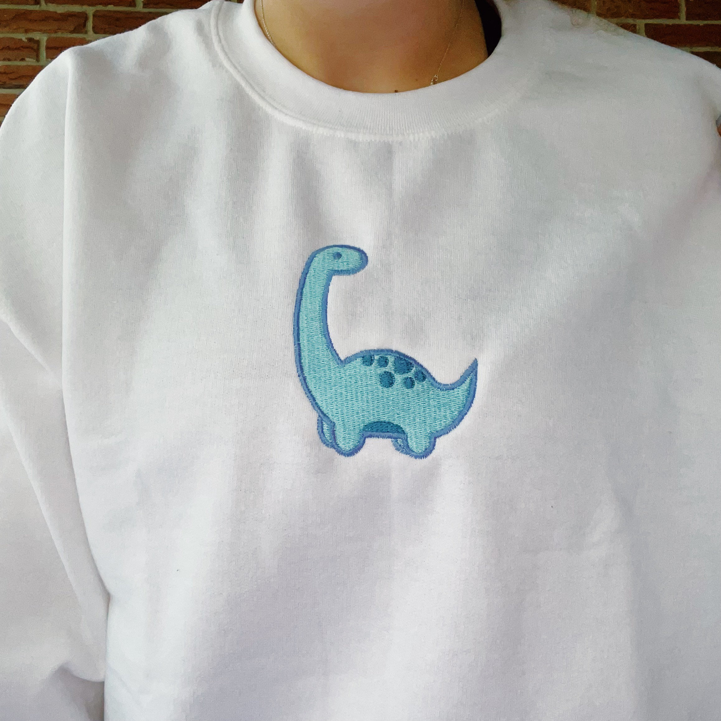 Dinosaur Embroidered Crewneck Sweatshirt - Etsy