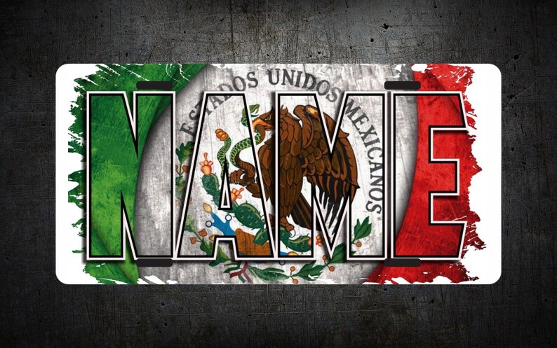 Plates Customized Mexican Flag and Last Name / Custom License Plate Car ...