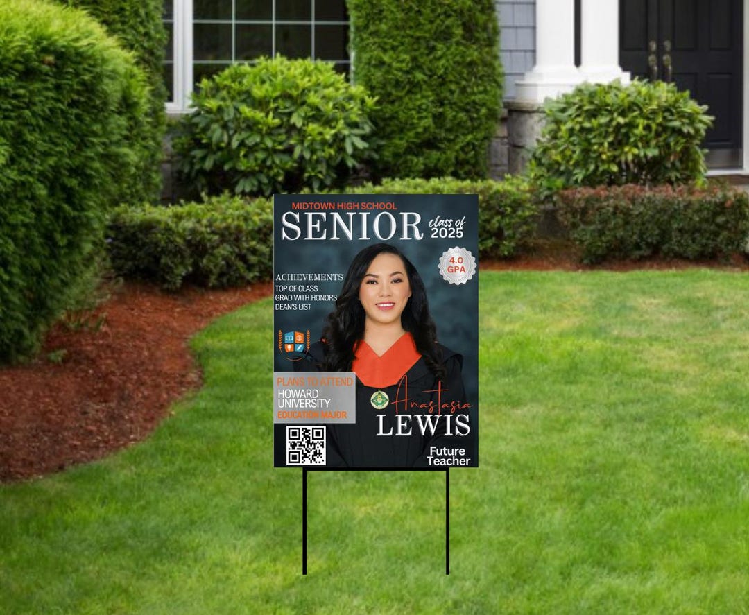 Custom Magazine Cover Graduation Yard Sign 18"x 24" With H Stake ...