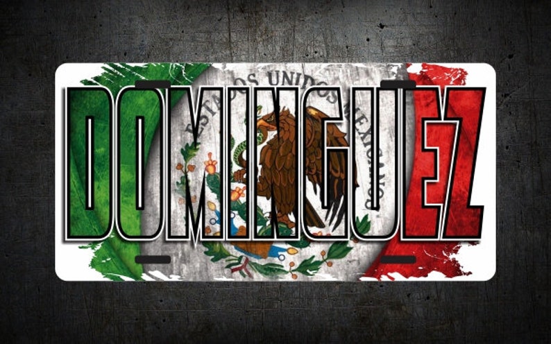 Plates Customized Mexican Flag and Last Name / Custom License Plate Car ...
