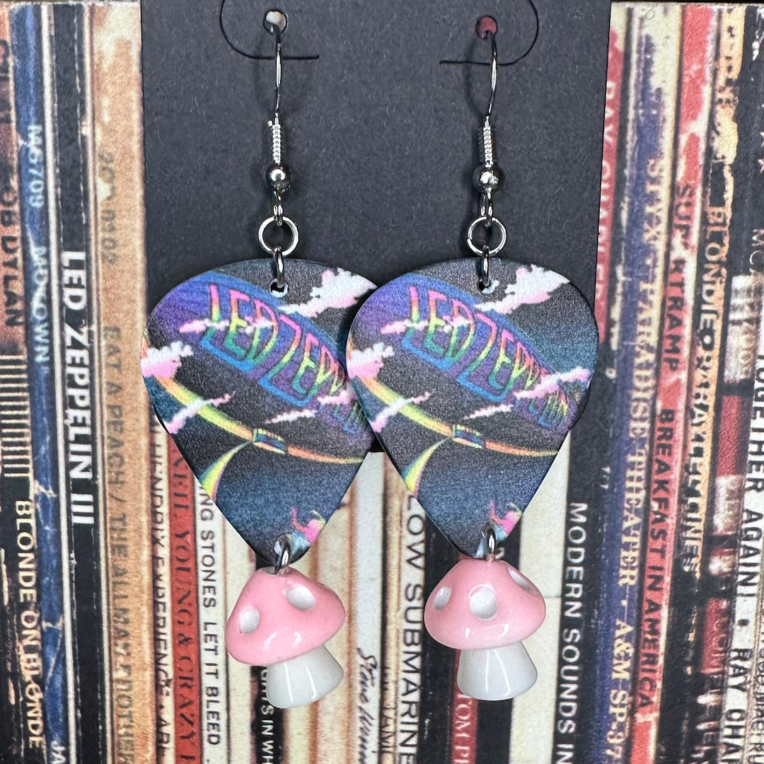 Led Zeppelin Mushroom Guitar Pick Earrings - Etsy