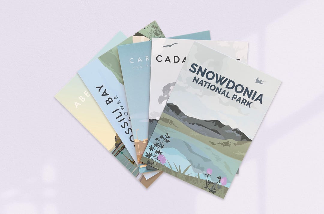 Welsh Landscape Postcard Set: Snowdonia, Cardiff, Rhossili Bay (A6 ...