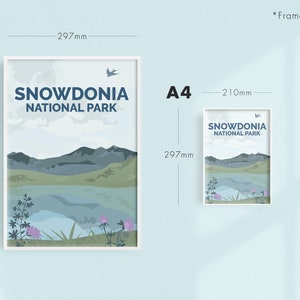 Snowdonia National Park, Wales Vintage Travel Poster (A3, A4 Art Print ...