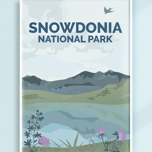 Snowdonia National Park, Wales Vintage Travel Poster (A3, A4 Art Print ...