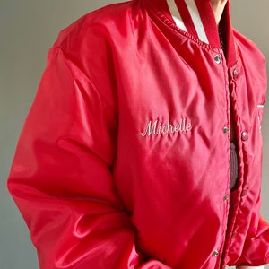 Vintage Varsity Jacket Michelle Monogram Red White Cheer Varsity Jacket ...
