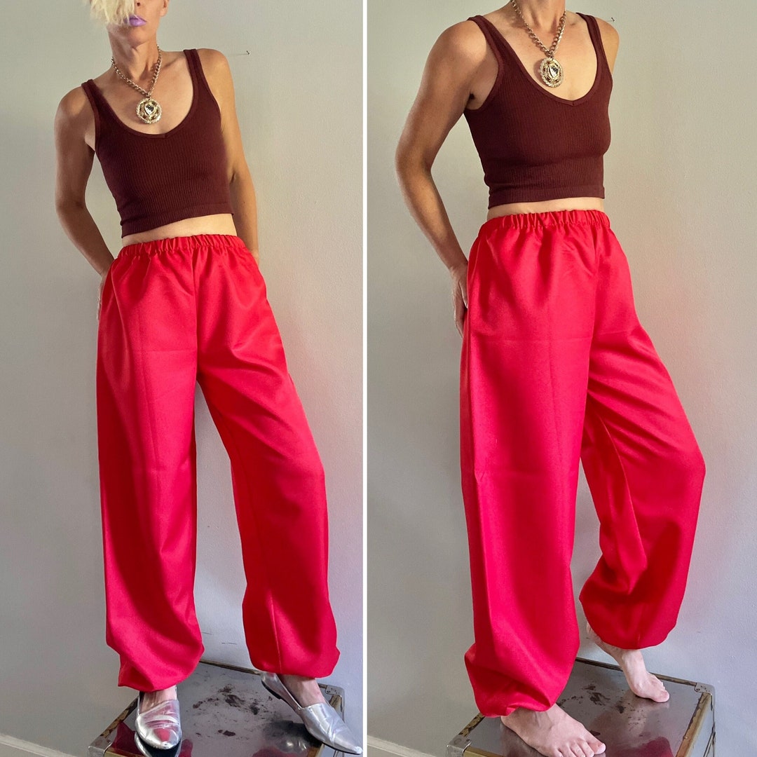Red Parachute Pants | Clown Pants | Joggers With Elastic Cuffs - Etsy