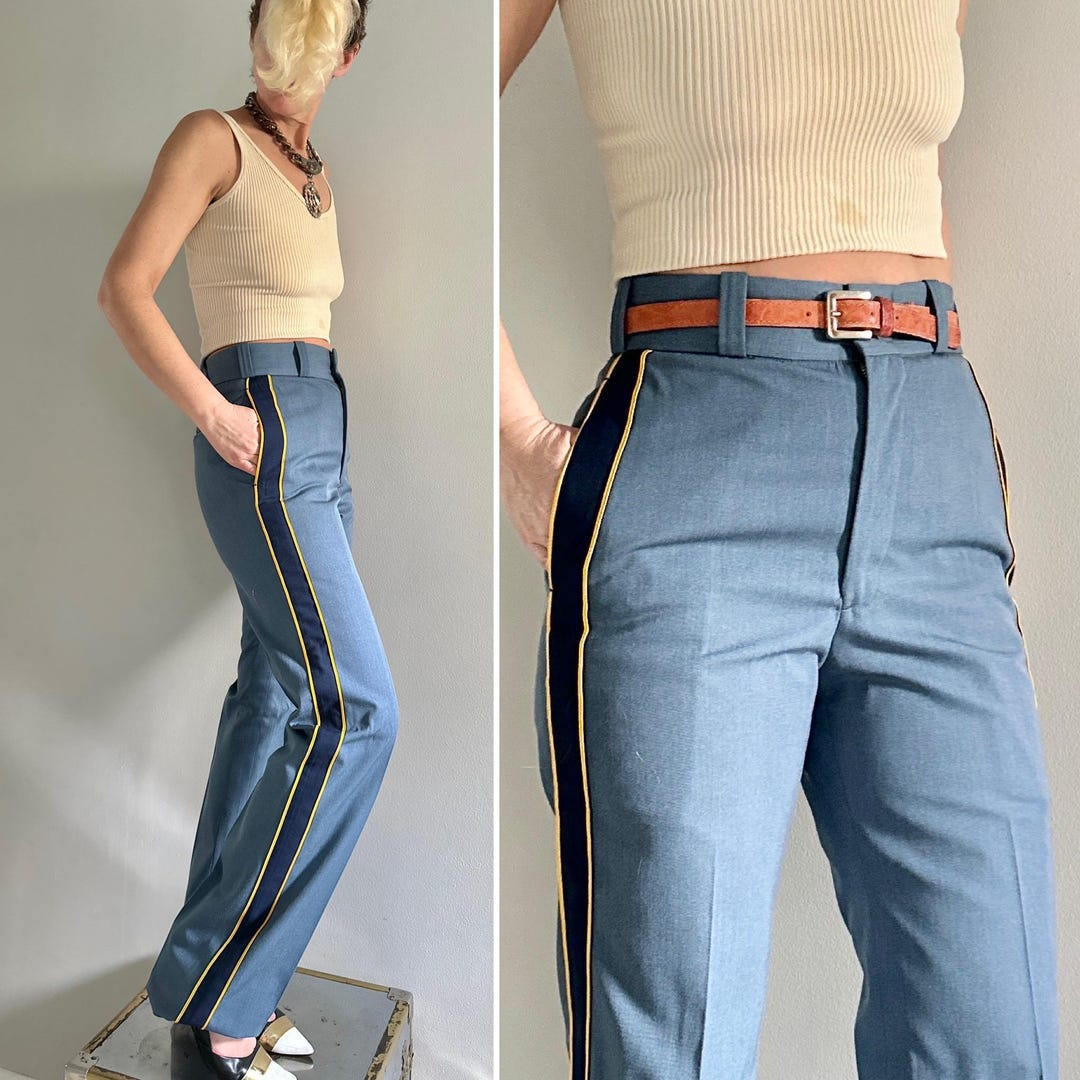 Vintage Army Marines Trousers, Military Uniform Postal Style Pants Band ...