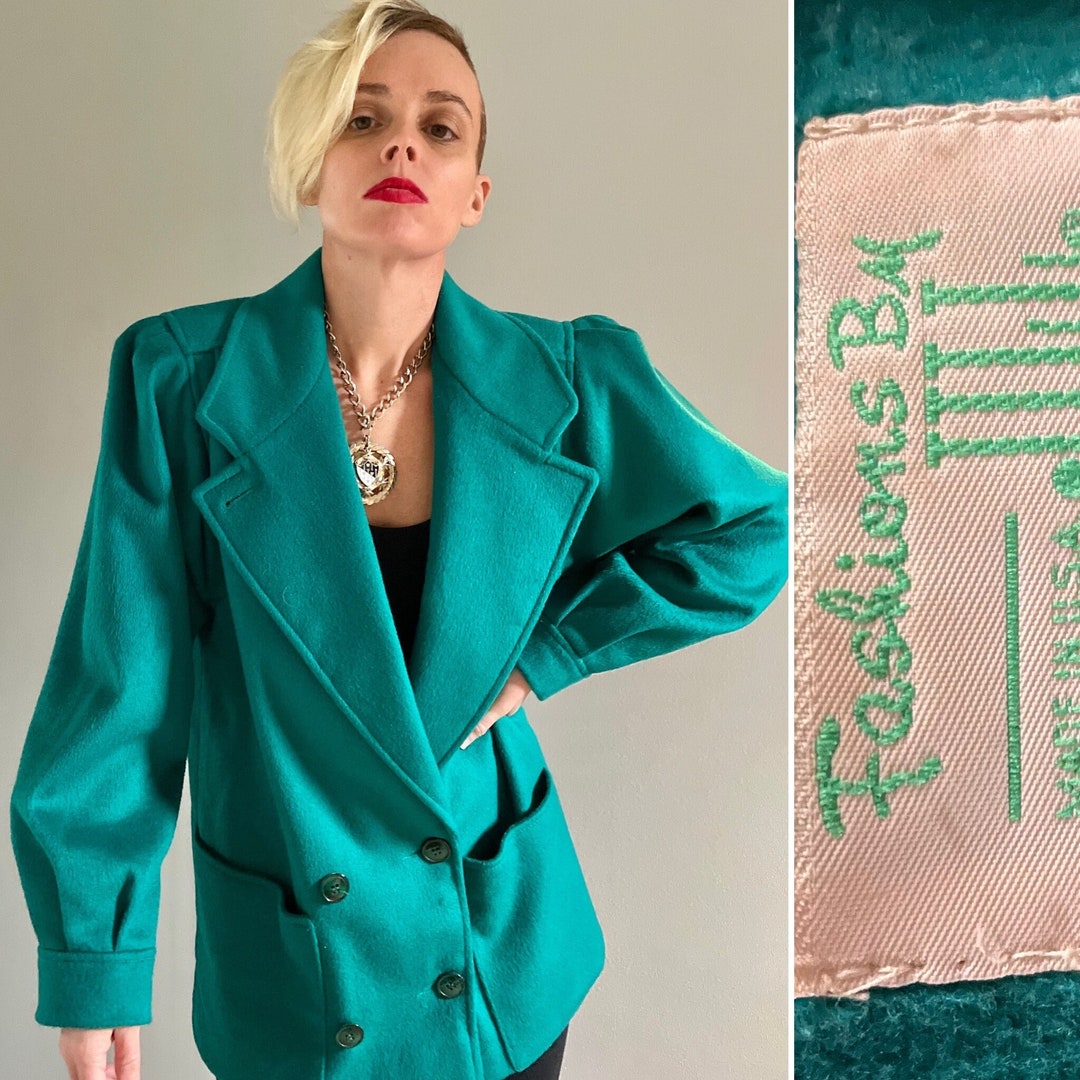 Vintage Teal Green Pea Coat | Wool 80s PEA COAT - Etsy