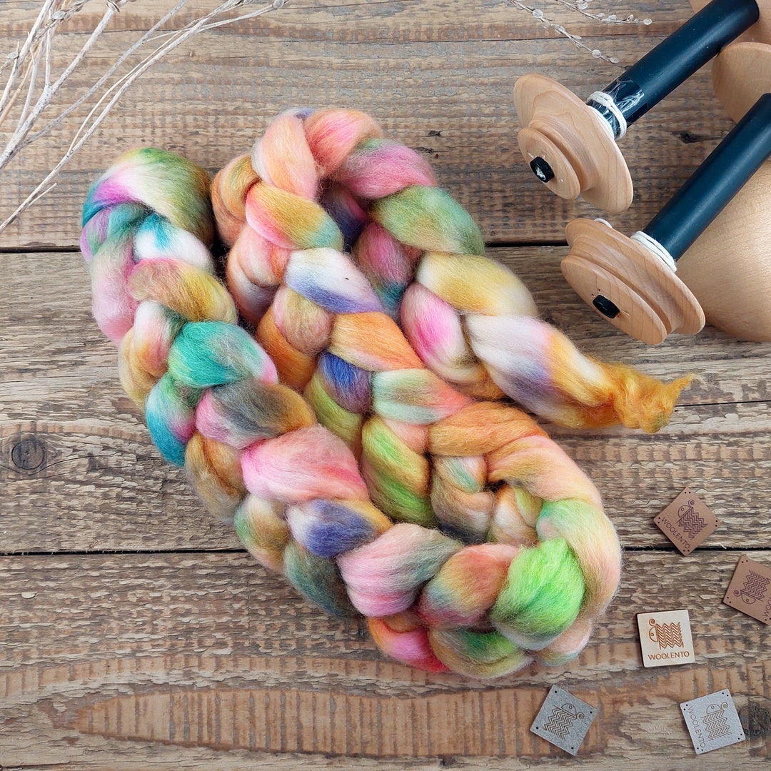 Bright Mix No.2 Wool Roving for Hand Spinning, Sock Blend of Wool and Tencel lyocell - Etsy