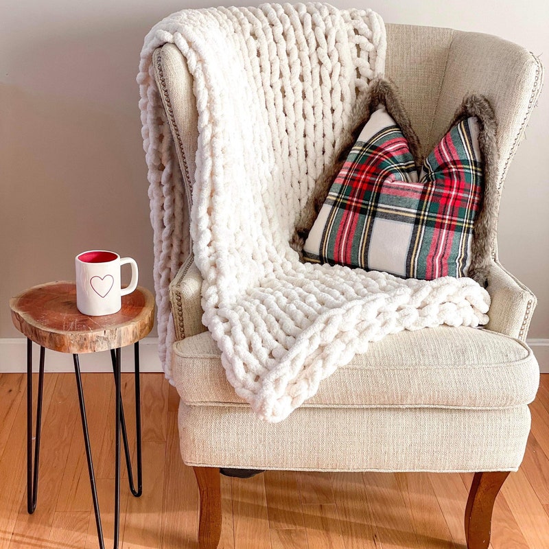 Hand Knit Throw - Etsy