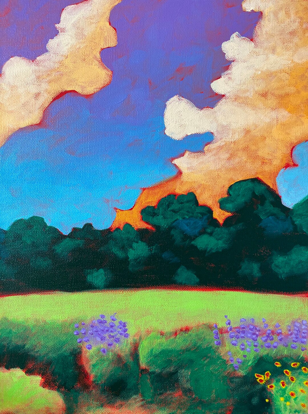 Texas Wildflowers, Texas Landscape Painting, Texas Landscape Art, Happy ...