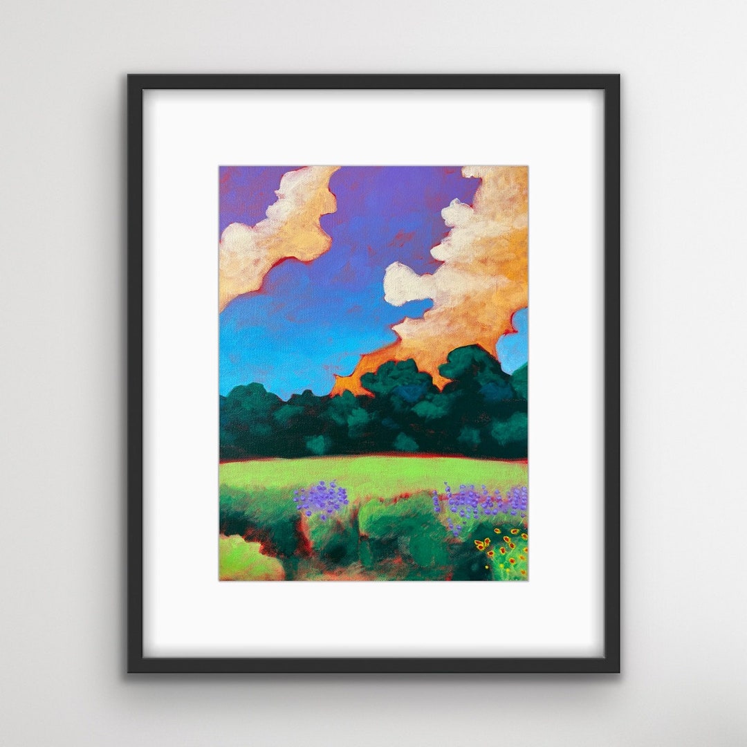 Texas Wildflowers Print, Texas Landscape Print, Texas Landscape Art ...