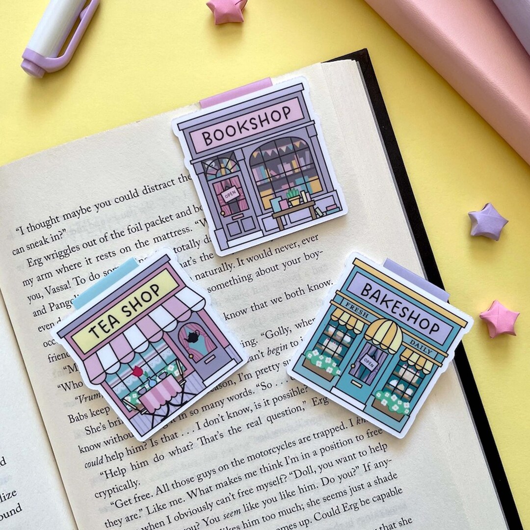Little Shops Vol. I Magnetic Bookmark Set Three Bookmarks Bookshop, Tea ...