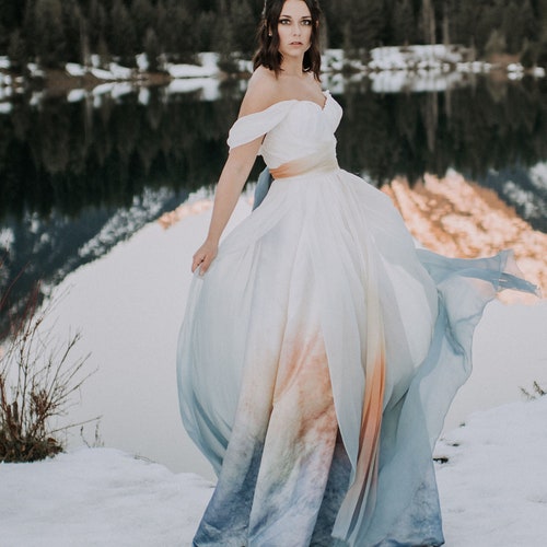 Sunset Ombre Wedding Dress Chiffon Wedding Dress Silk - Etsy